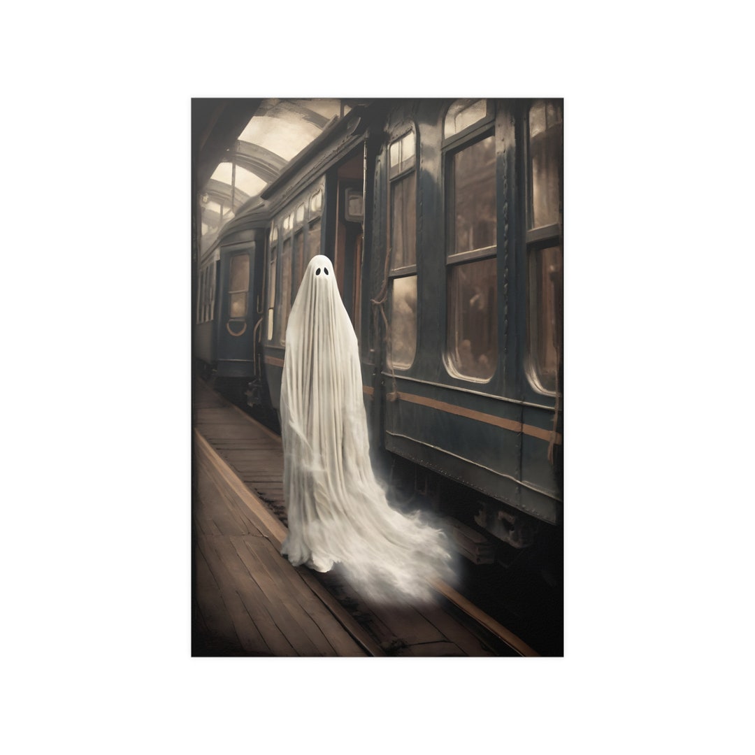 Ghost on Train Poster - Dark Academia Gothic Victorian Art - Vintage ...