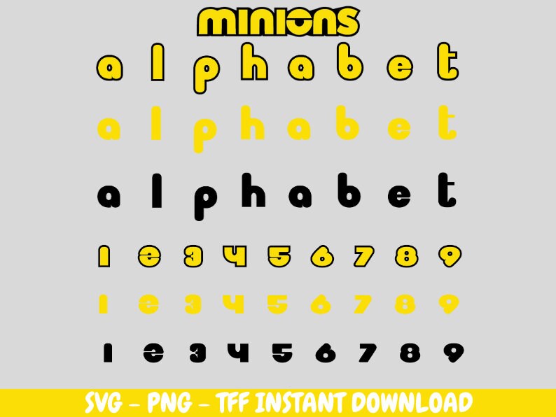 Minions Font, Alphabet, Svg, Png, INSTANT DOWNLOAD - Etsy