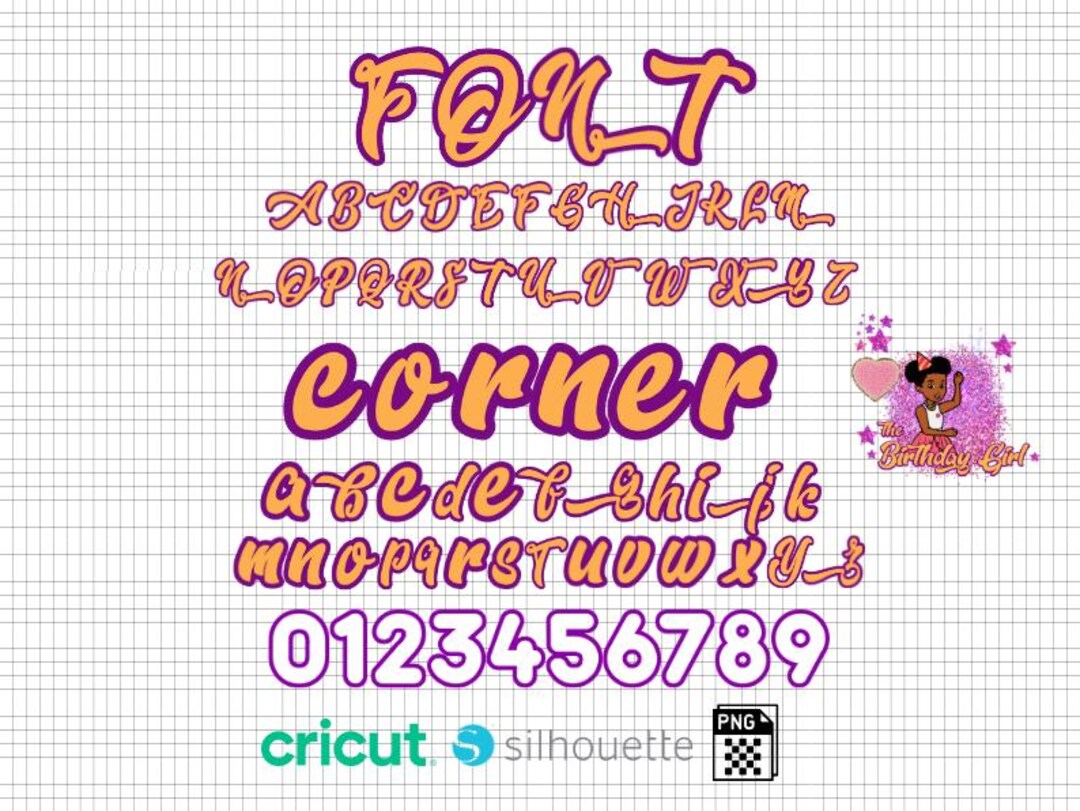 Corner Font, Birthday, Png, Font - Etsy
