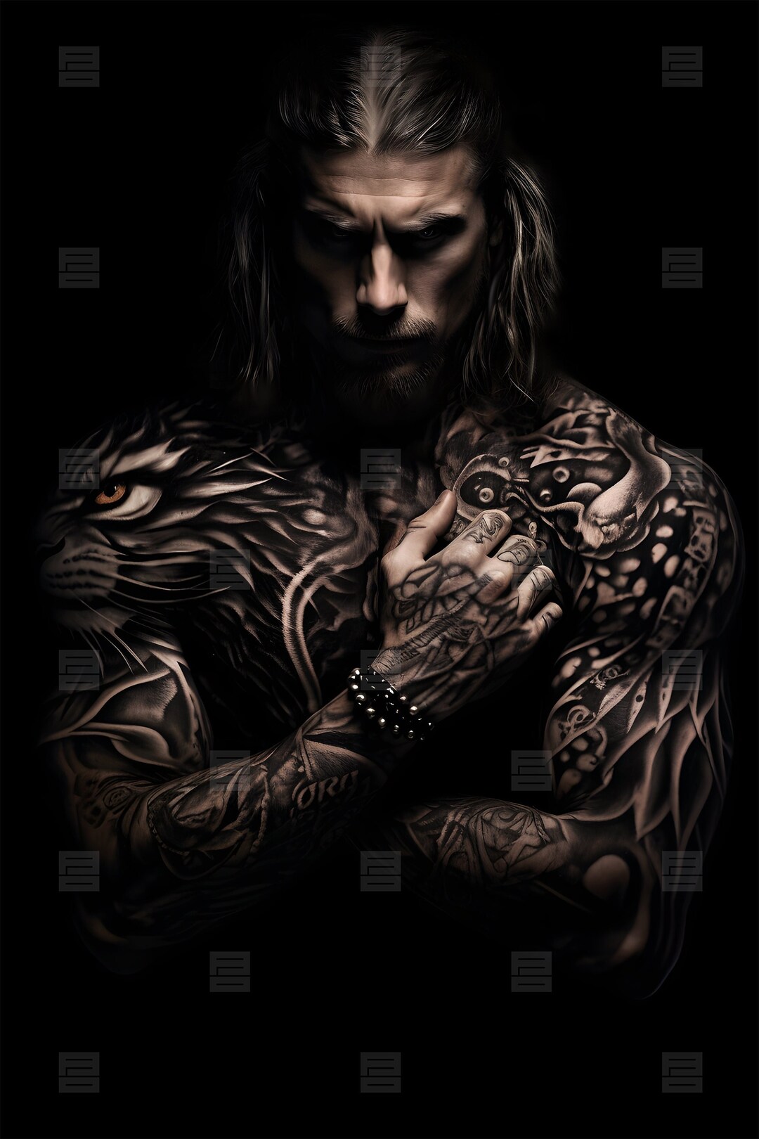 Danny AI Cover Model, Male Model, Biker, Tattoos, Hot, Sexy, Shirtless, Muscular, Abs, Book ...