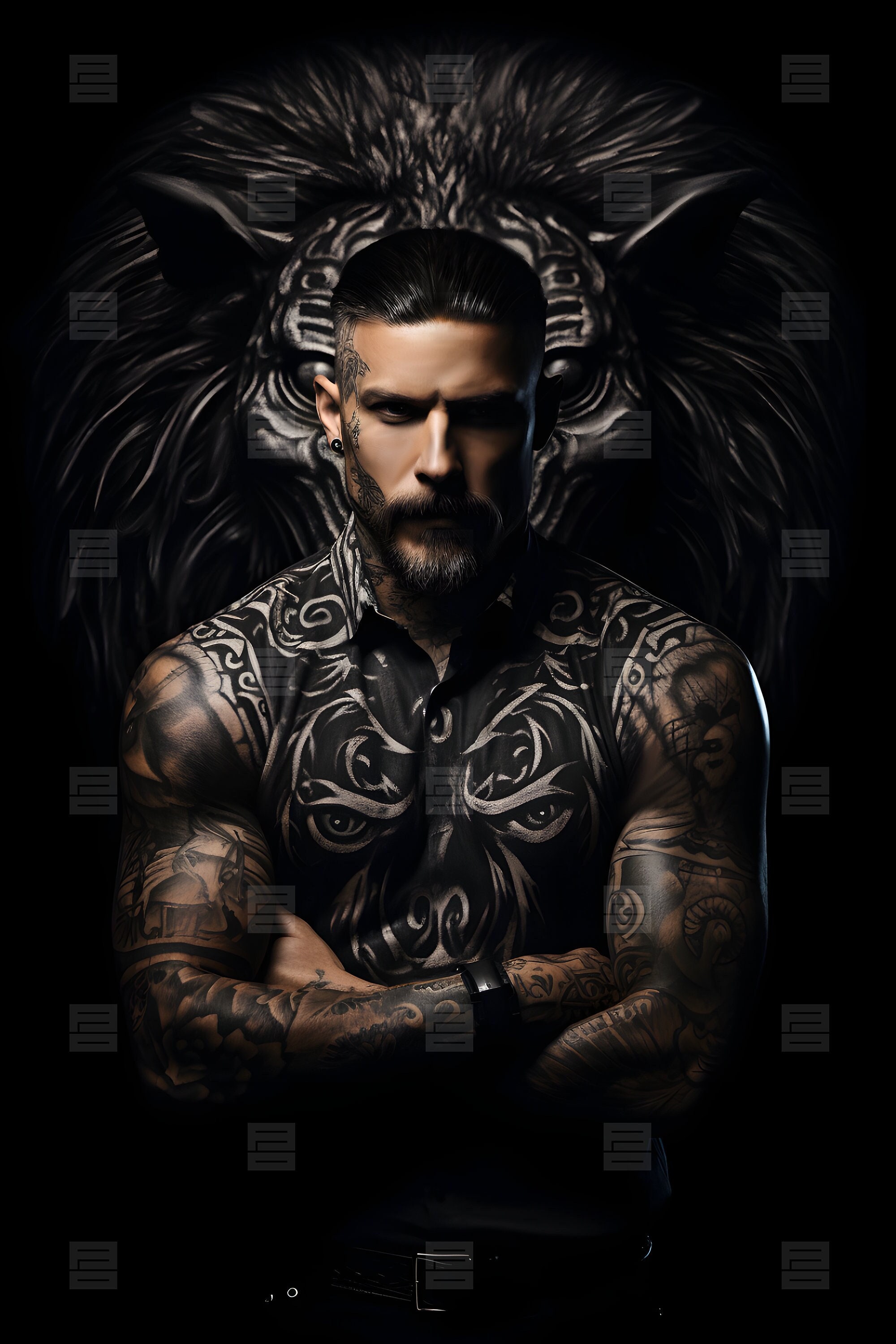 Ryan Male Model, AI Cover Model, AI Male, Biker, Tattoos, Rocker ...