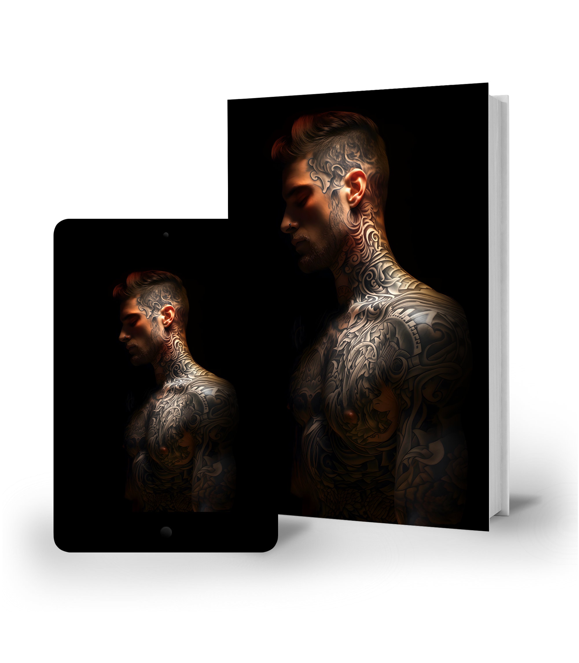 Atlas AI Cover Model Male Model AI Male Biker Tattoos - Etsy