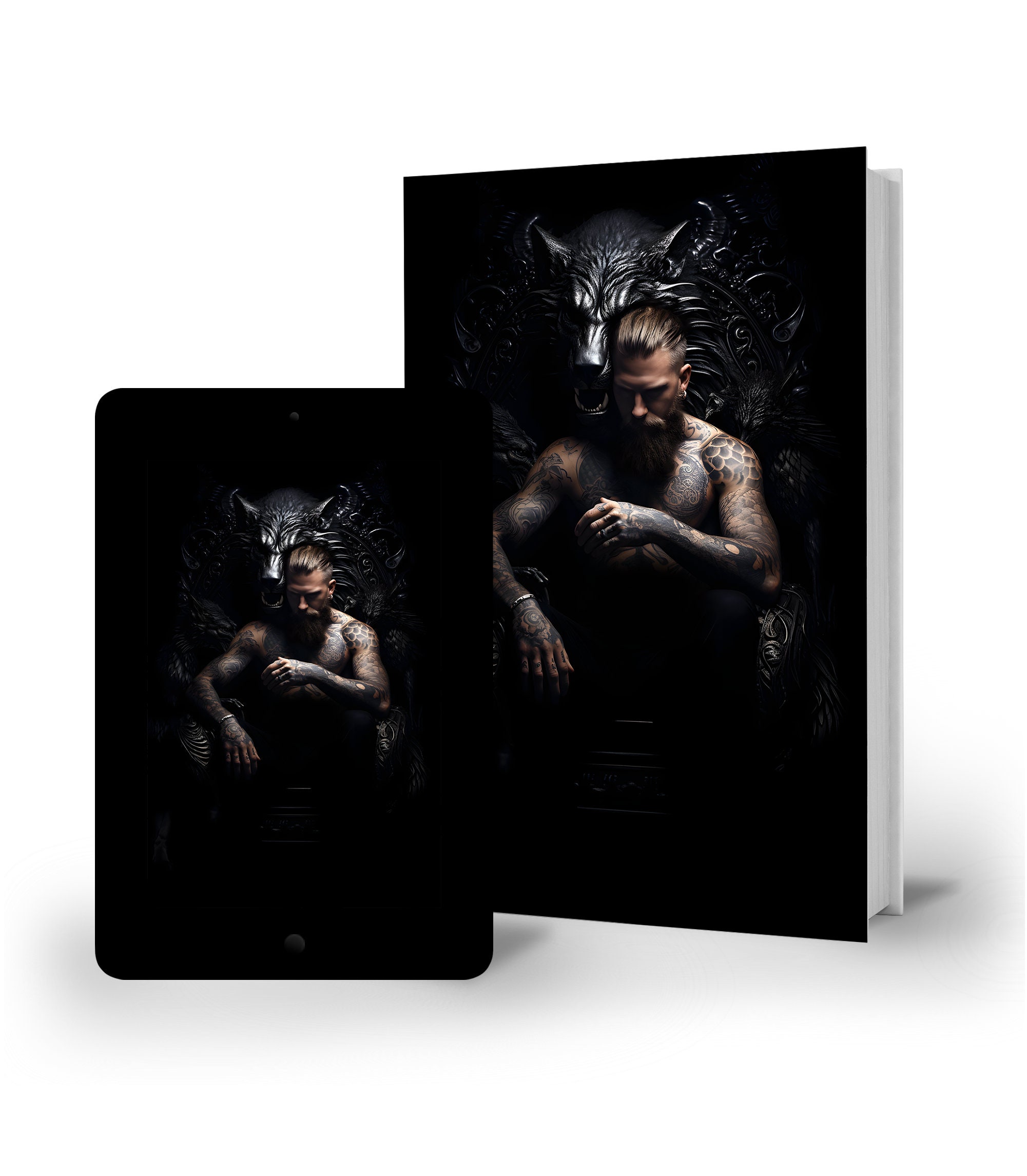 James - Male Model, AI Cover Model, Werewolf, Tattoos, Throne, Wolf ...