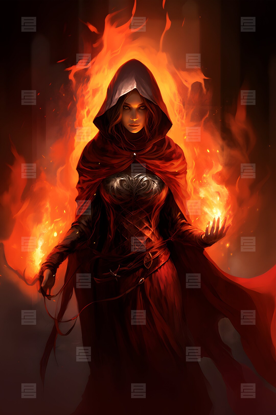 Aelia Female Model Fantasy Fire Mage Fire Magic Witch - Etsy