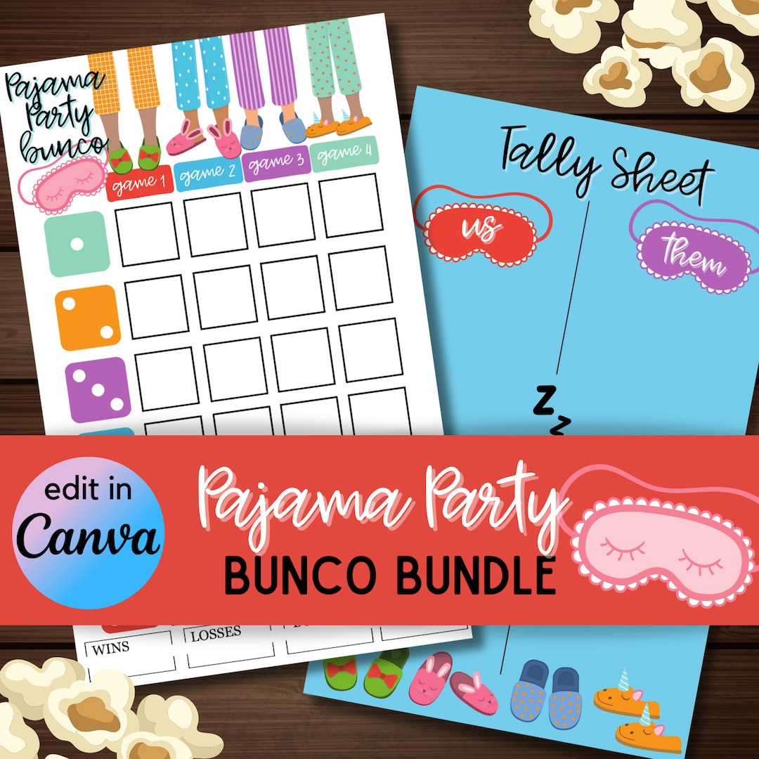 Bunco - Pajama Party Slumber Party Instant Download Score Sheets Table ...