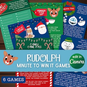 Birthday Party Games - Rudolph the Red Nosed Reindeer Themed 6 Total ...