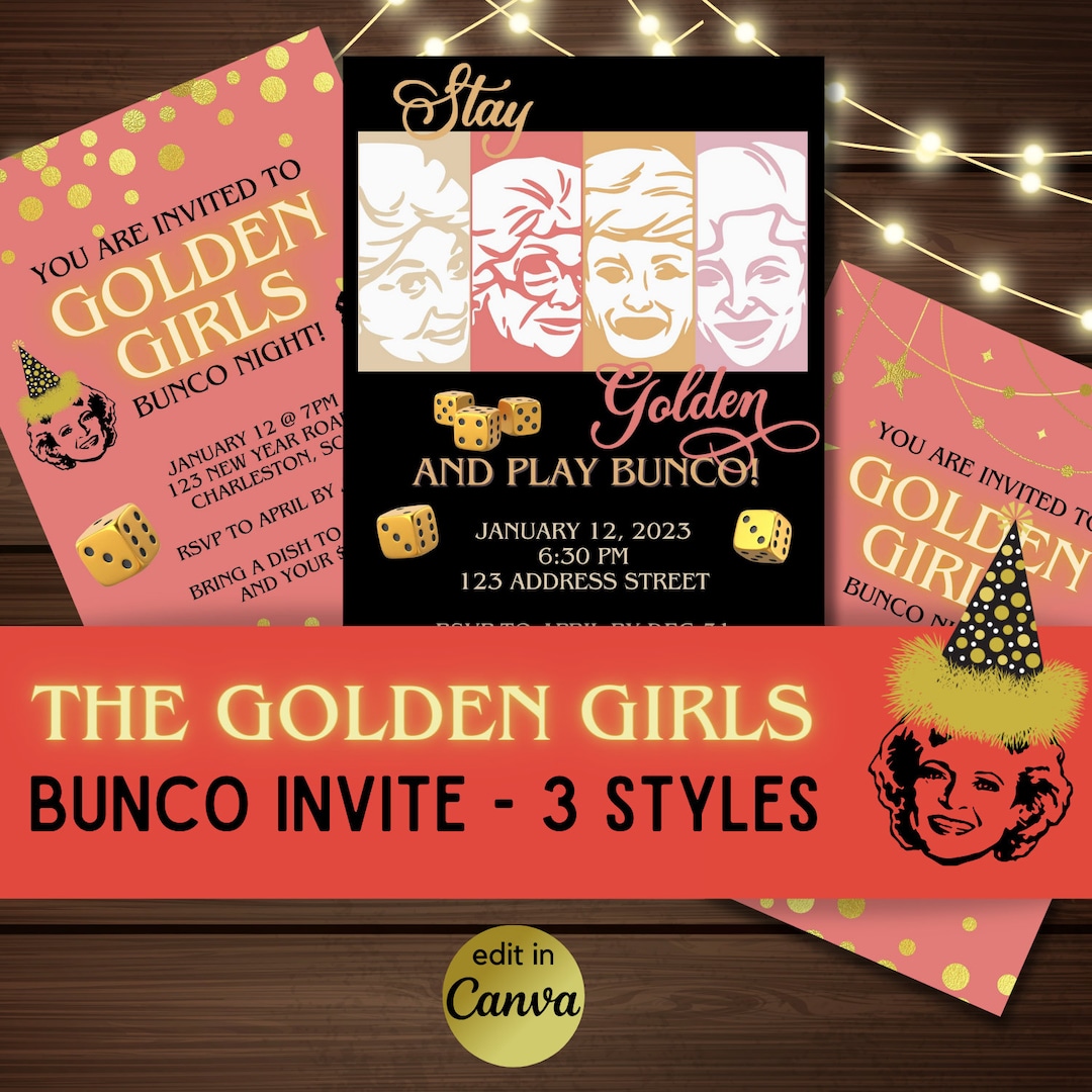 Bunco Invitation - Golden Girls - Instant Download, 3 Styles, 5x7 - Etsy