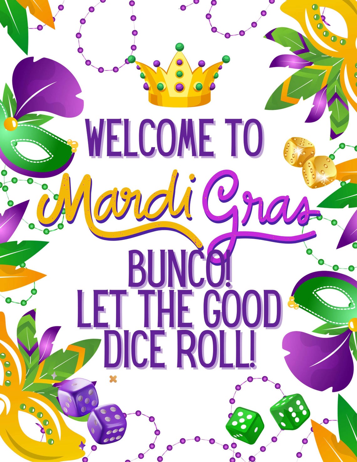 Bunco - Mardi Gras Bunco Bundle Tally Card Scoresheets Canva Link ...