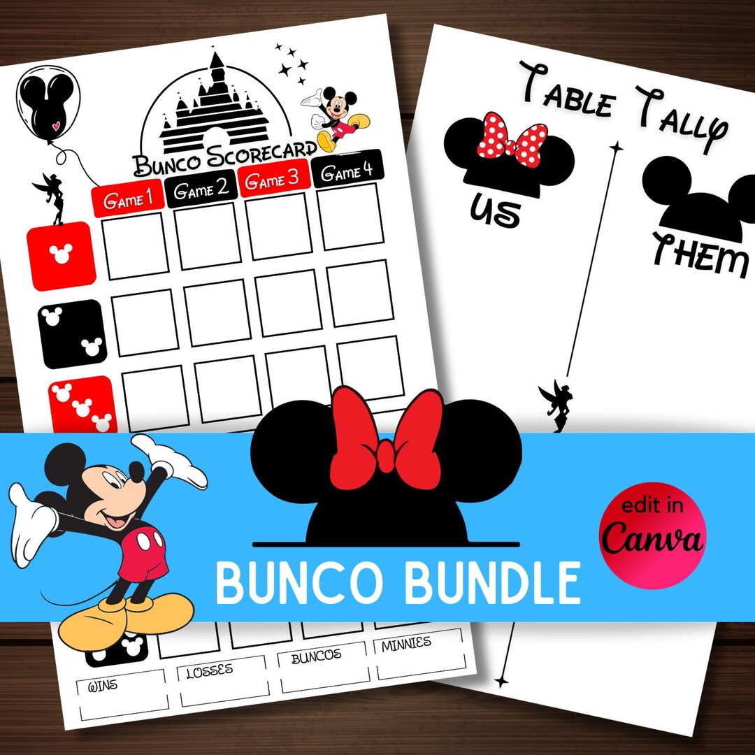 Bunco Mouse Tally Score Card Welcome Sign Food and Name Cards Bundle ...