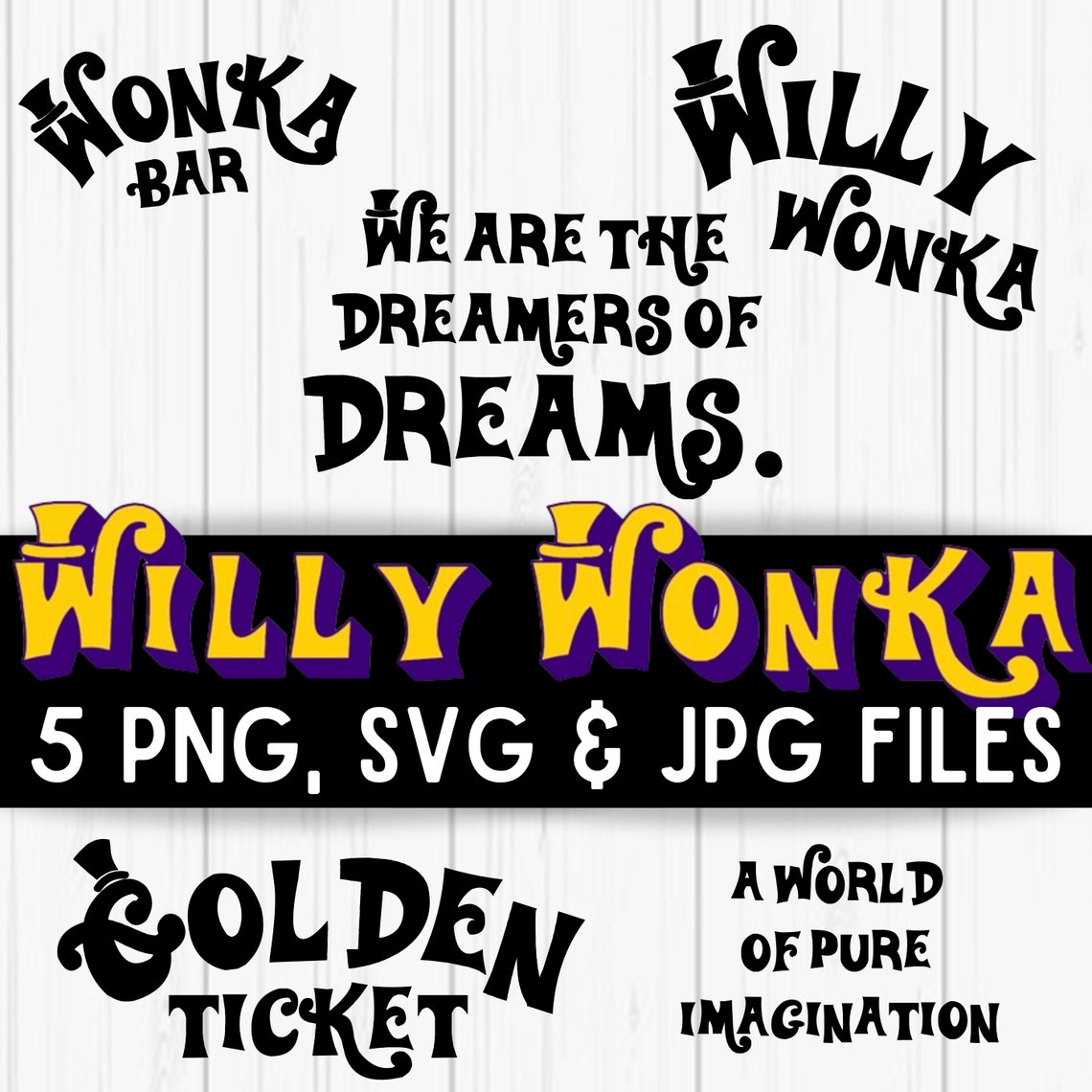 Willy Wonka - 5 PDG SVG PNG Files - Etsy