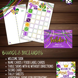 Bunco - Mardi Gras Bunco Bundle Tally Card Scoresheets Canva Link ...