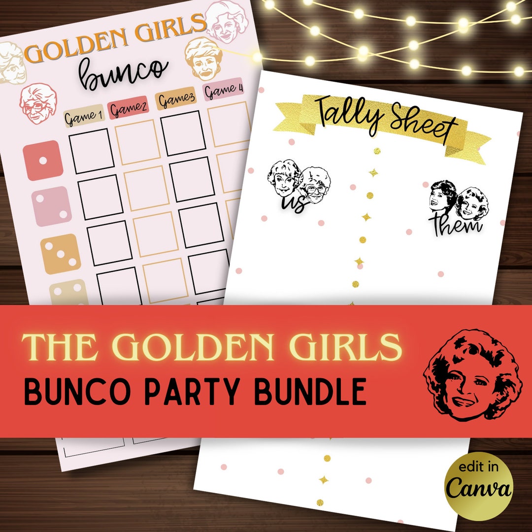 Bunco - Golden Girls Theme Bundle Score Cards Tally Sheets Name Food ...