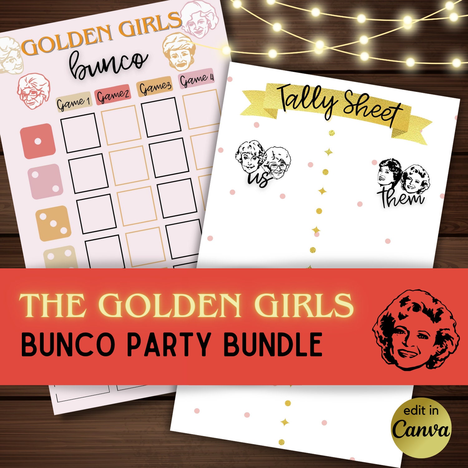 Bunco - Golden Girls Theme Bundle Score Cards Tally Sheets Name Food ...