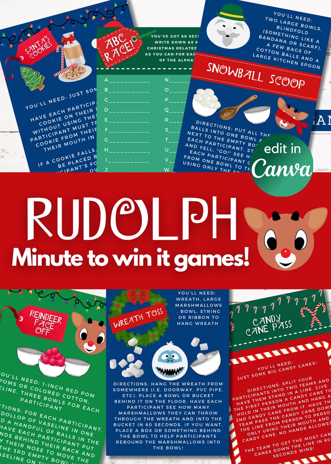 Rudolph Christmas Party Games: Minute to Win It (digital Download) - Etsy