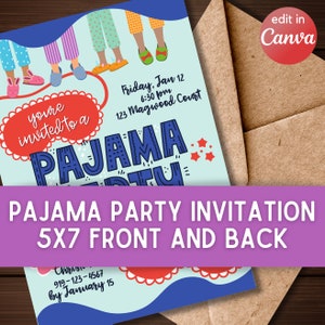 Pajama Party Invitation 5x7 Front and Back / Edit in Canva or Ask for ...