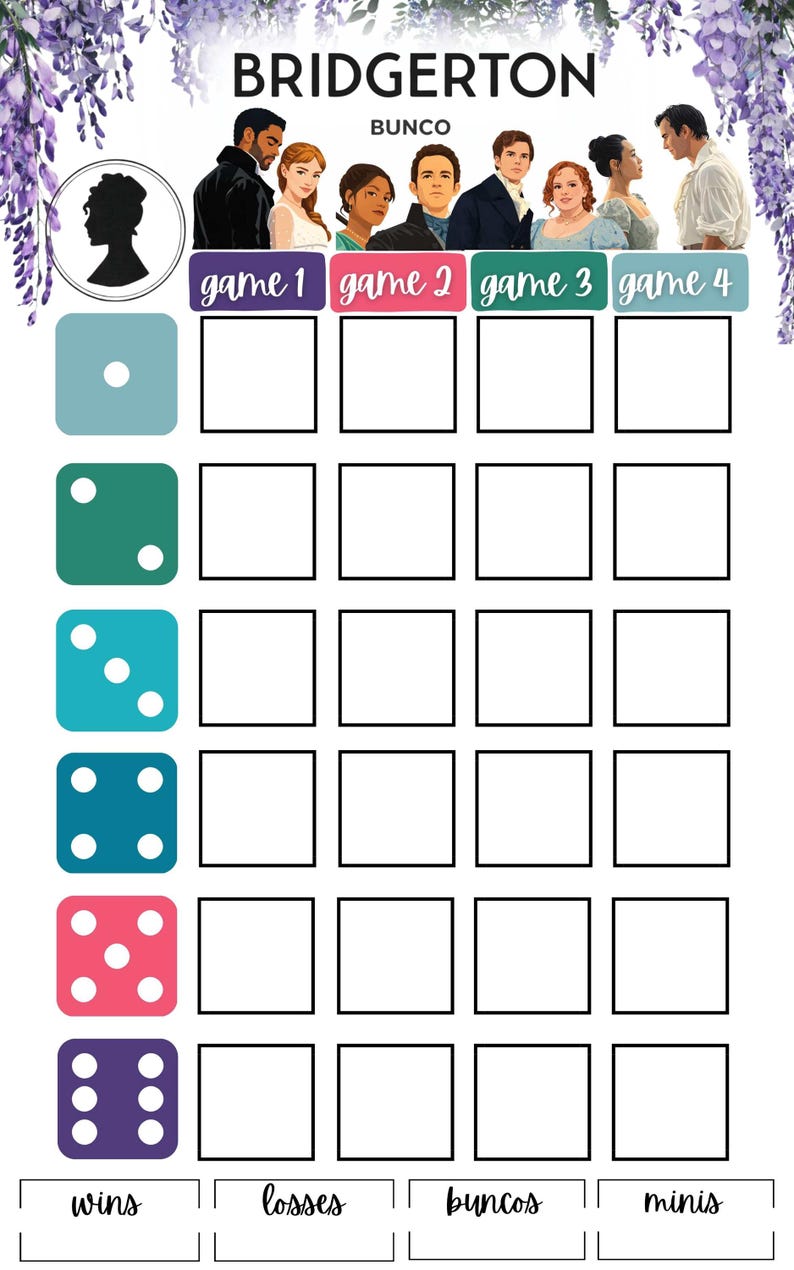 Lady Whistledown’s Bunco Night | Regency-inspired Bunco Printables ...