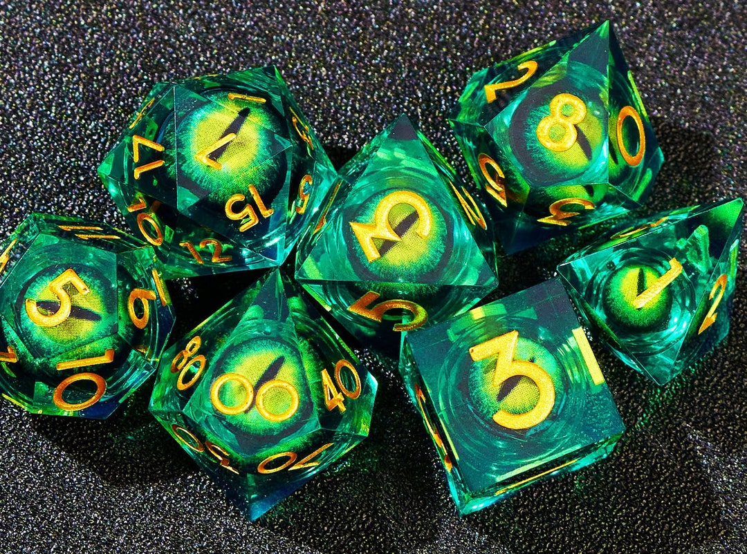 Green Beholder's Eye Liquid Core Dnd Dice Set Liquid - Etsy