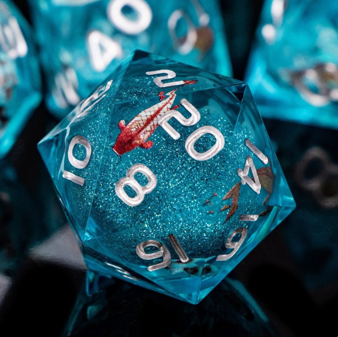 Koi Fish Liquid Core Dice Set for Dnd Gifts Glittering Galaxy - Etsy
