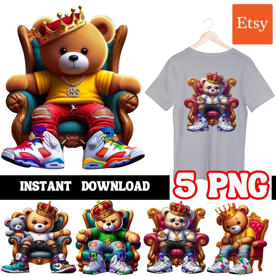 Royal Gangsta Teddy Bear | Gold King Hip Hop Teddy Bear | Trendy ...