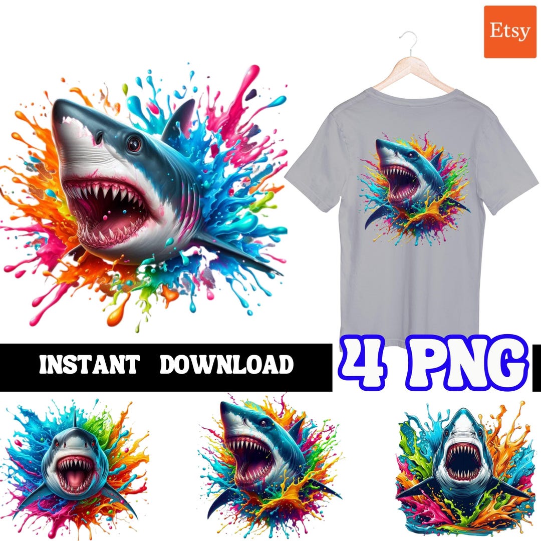 Cute Shark Clipart Set Bundle | 4 High-quality Images | Apparel, Paper ...