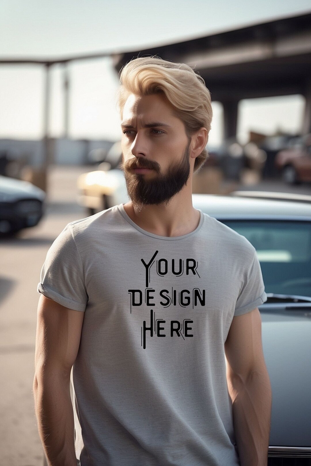 Gildan 18000 Sports Gray T-shirt Mockup G180 Gray B T-shirt Model Model ...