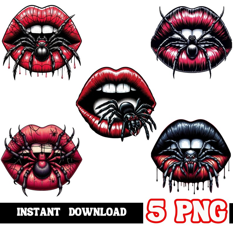 Spider Lips PNG Spooky Lips Dtf Design Gangster Trap Designs Gangster ...