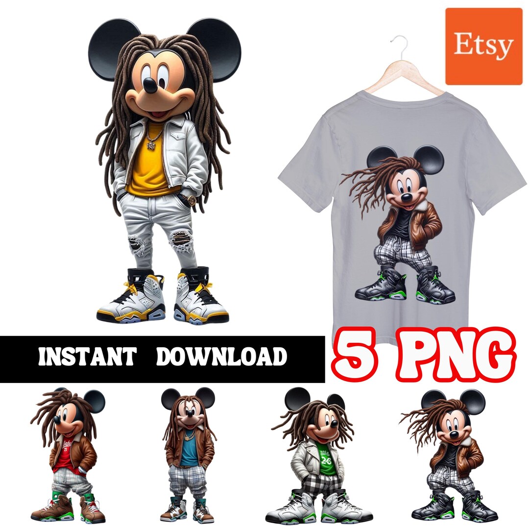 Urban Mickey Mouse With Dreadlocks Designs PNG | Urban Trap Designs ...