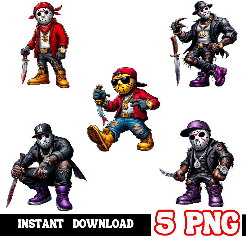 Gangster Jason Voorhees Fan Art: Horror Movie PNG Designs (digital ...
