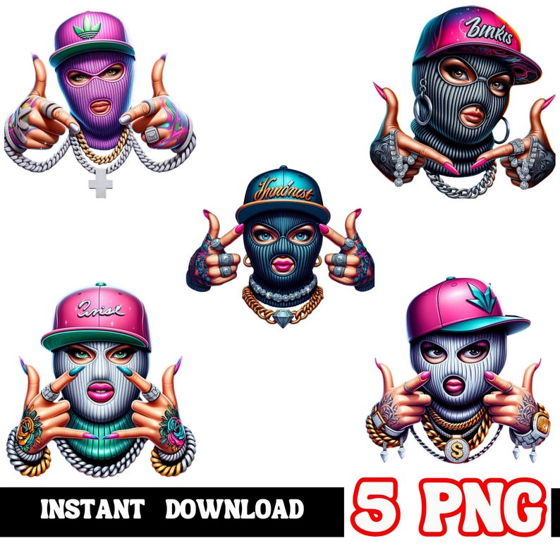 Ski Mask Woman Png | Gangster Trap | Plug Mafia Woman | Mob Crime ...