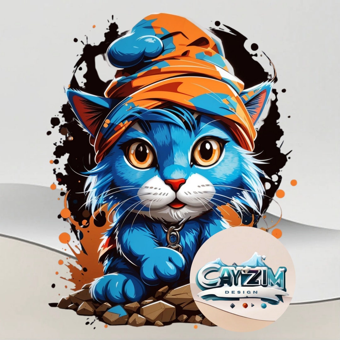 We Love the Cutest Catfun Blue Cat Printcute Cat Artcat in - Etsy