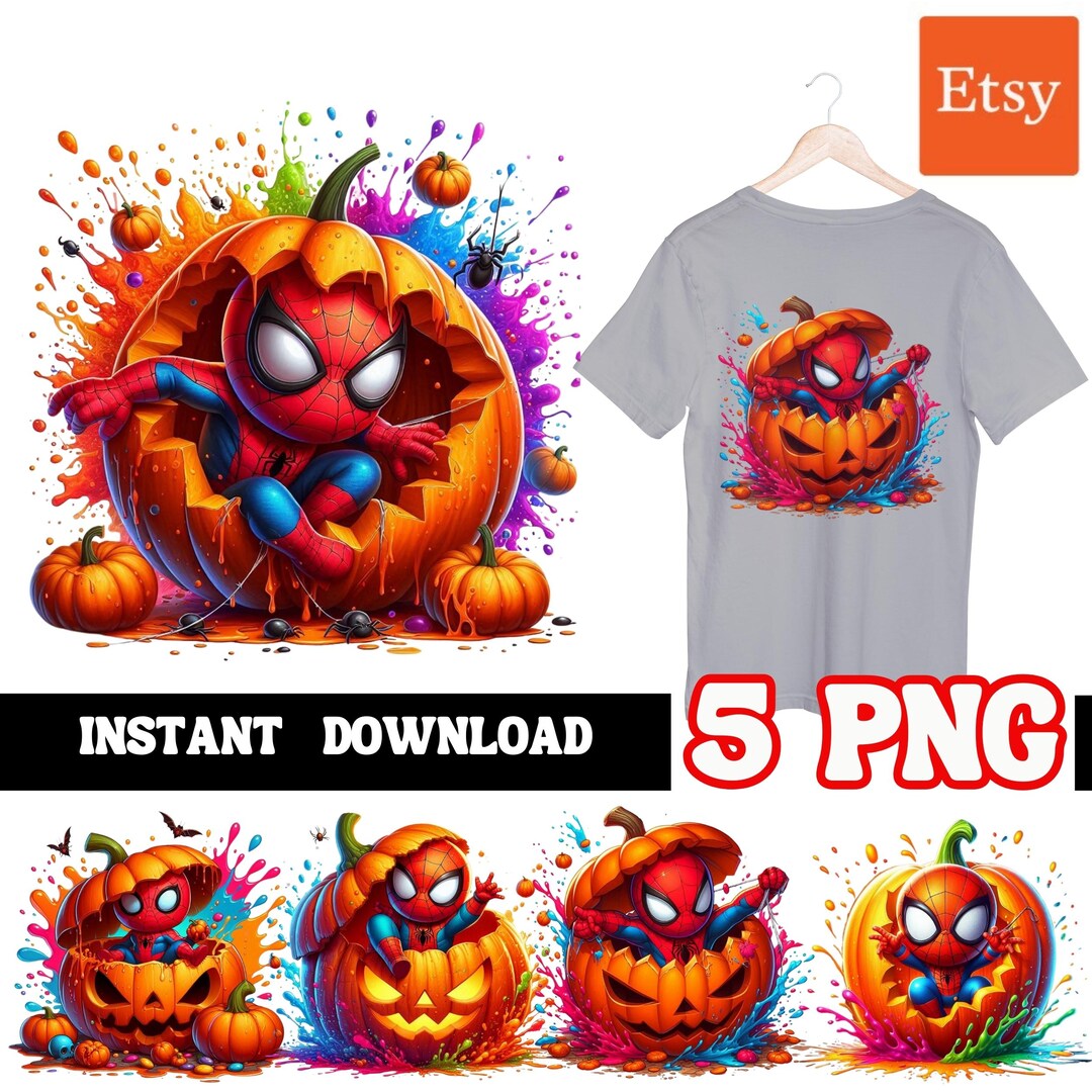 Spiderman Halloween Pumpkin Watercolor Splash | Clipart Images ...
