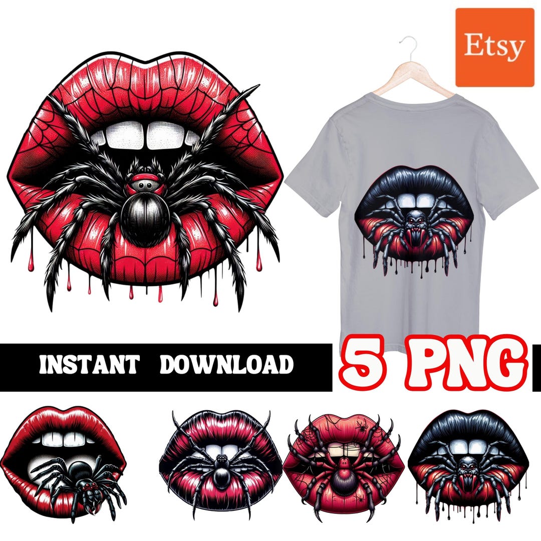 Spider Lips PNG | Spooky Lips Dtf Design | Gangster Trap Designs ...