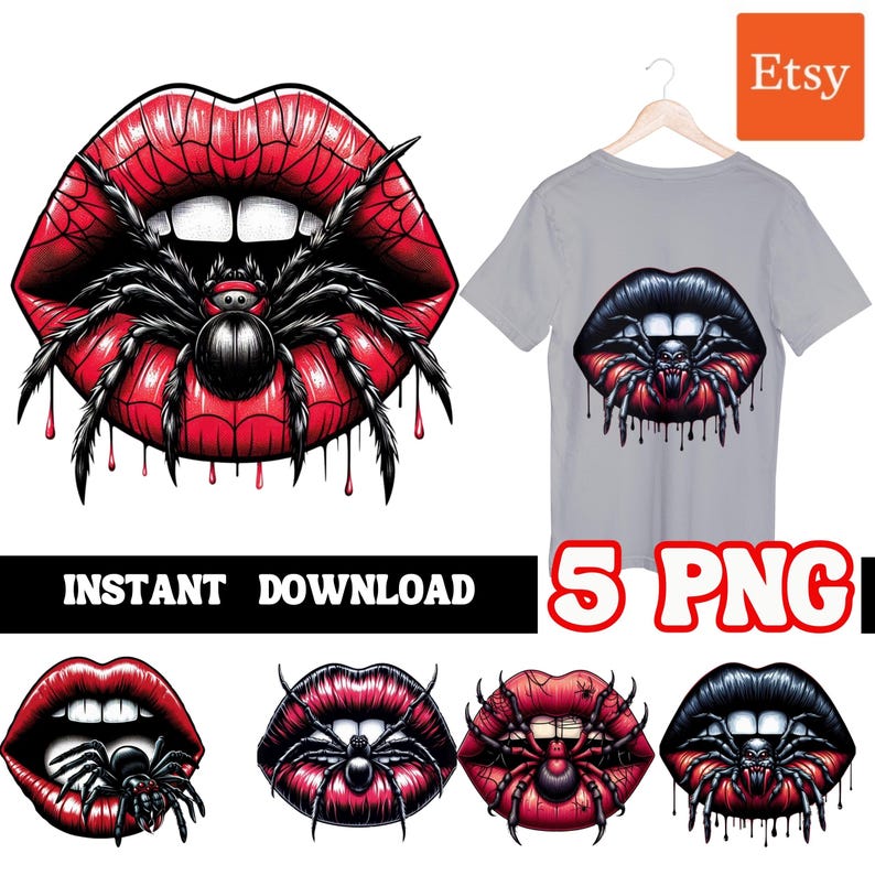 Spider Lips PNG Spooky Lips Dtf Design Gangster Trap Designs Gangster ...
