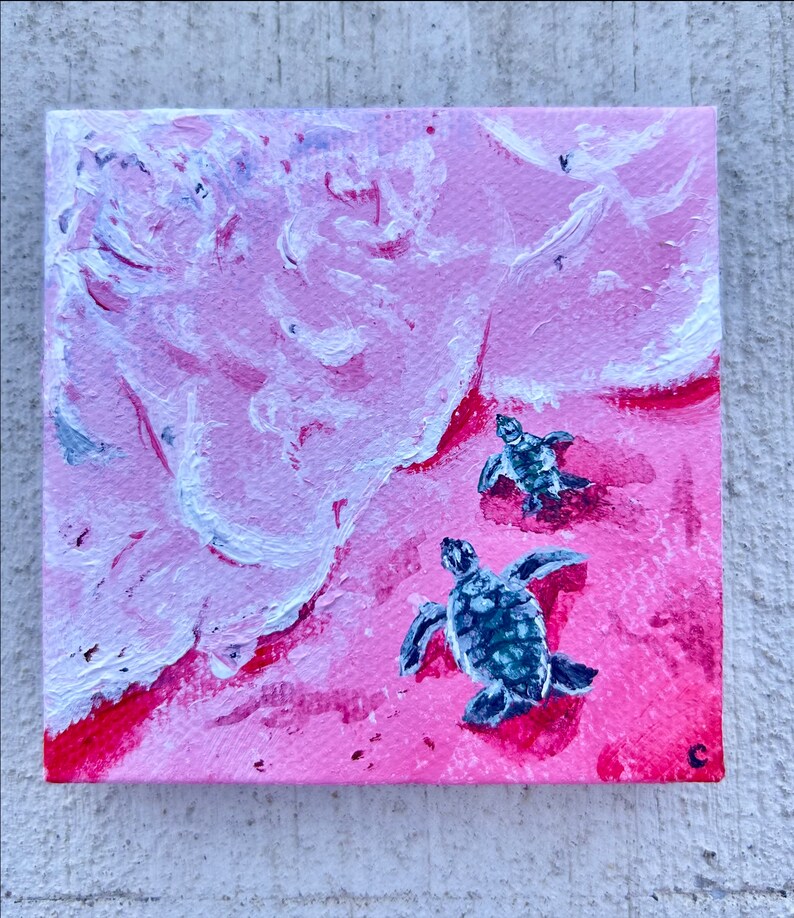 Sea Turtle Hand Painted Miniature Artwork Decor - Etsy