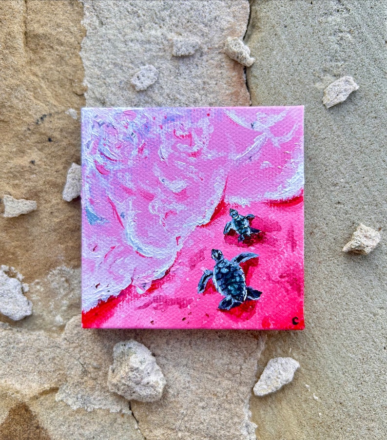 Sea Turtle Hand Painted Miniature Artwork Decor - Etsy