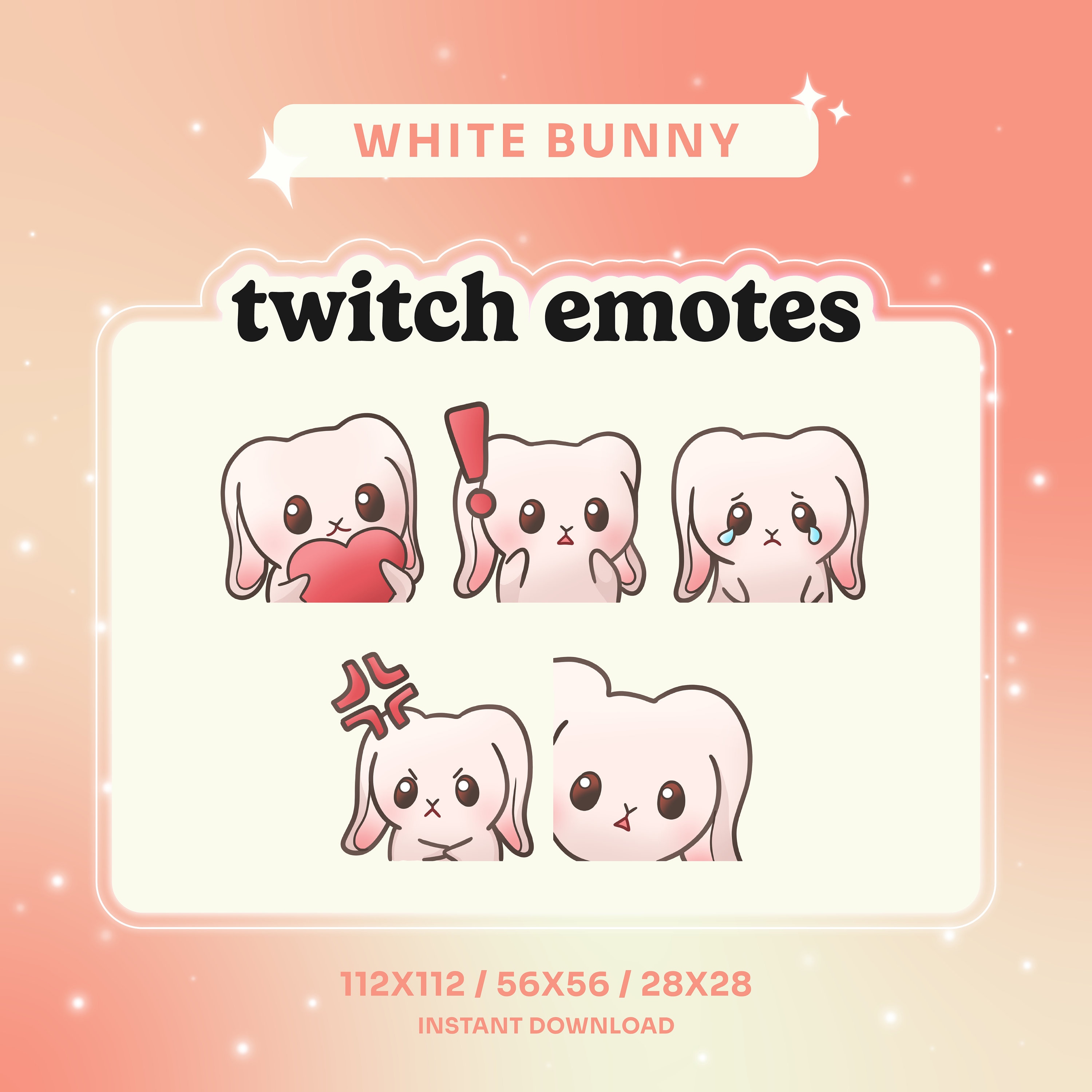 White Bunny Emote Pack for Twitch/discord/youtube | Cute Rabbit Emote ...