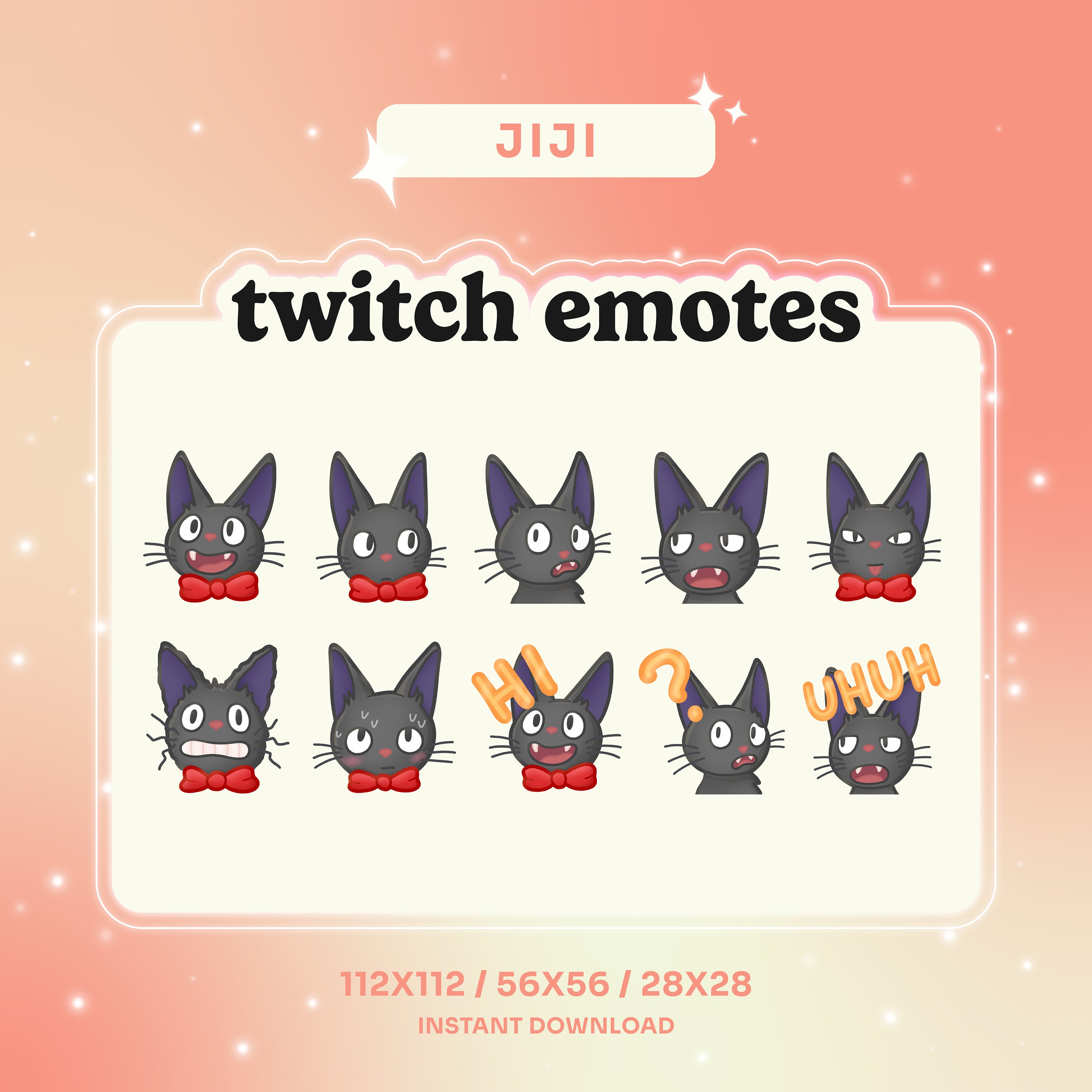 Jiji Emote Pack for Twitch/discord/youtube | Studio Ghibli Style Emote ...