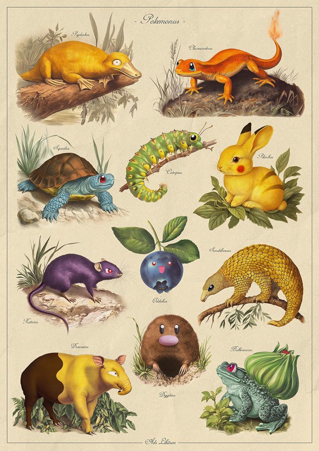 Tirage Fine Art "pokemonus" - Etsy