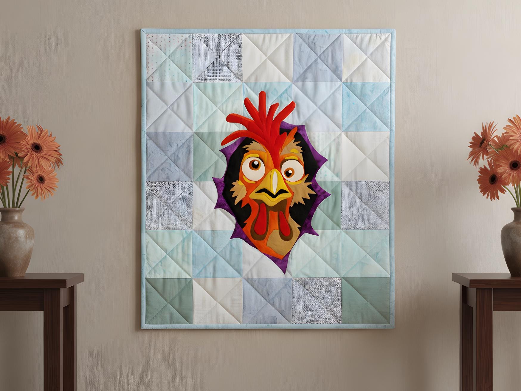 Chicken Quilt Pattern PDF | Funny Raw Edge Applique | Scrappy Barnyard ...
