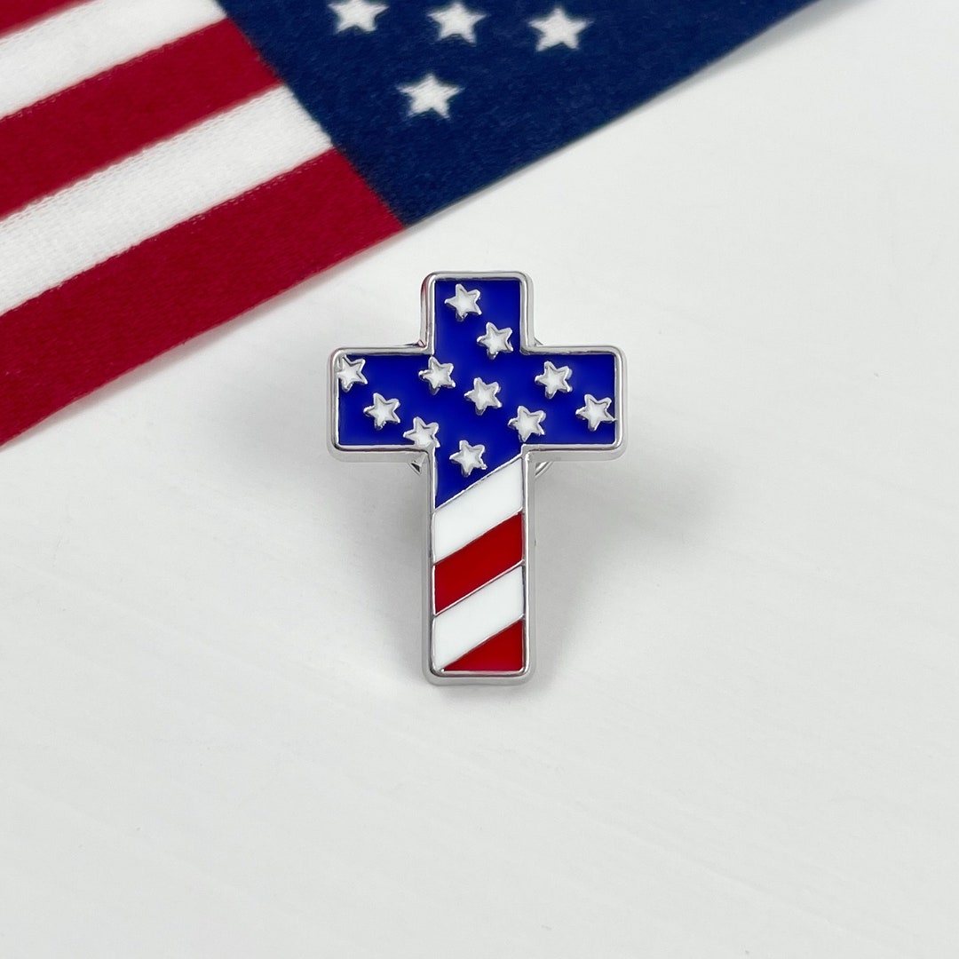 Adorable American Cross Pin - Etsy
