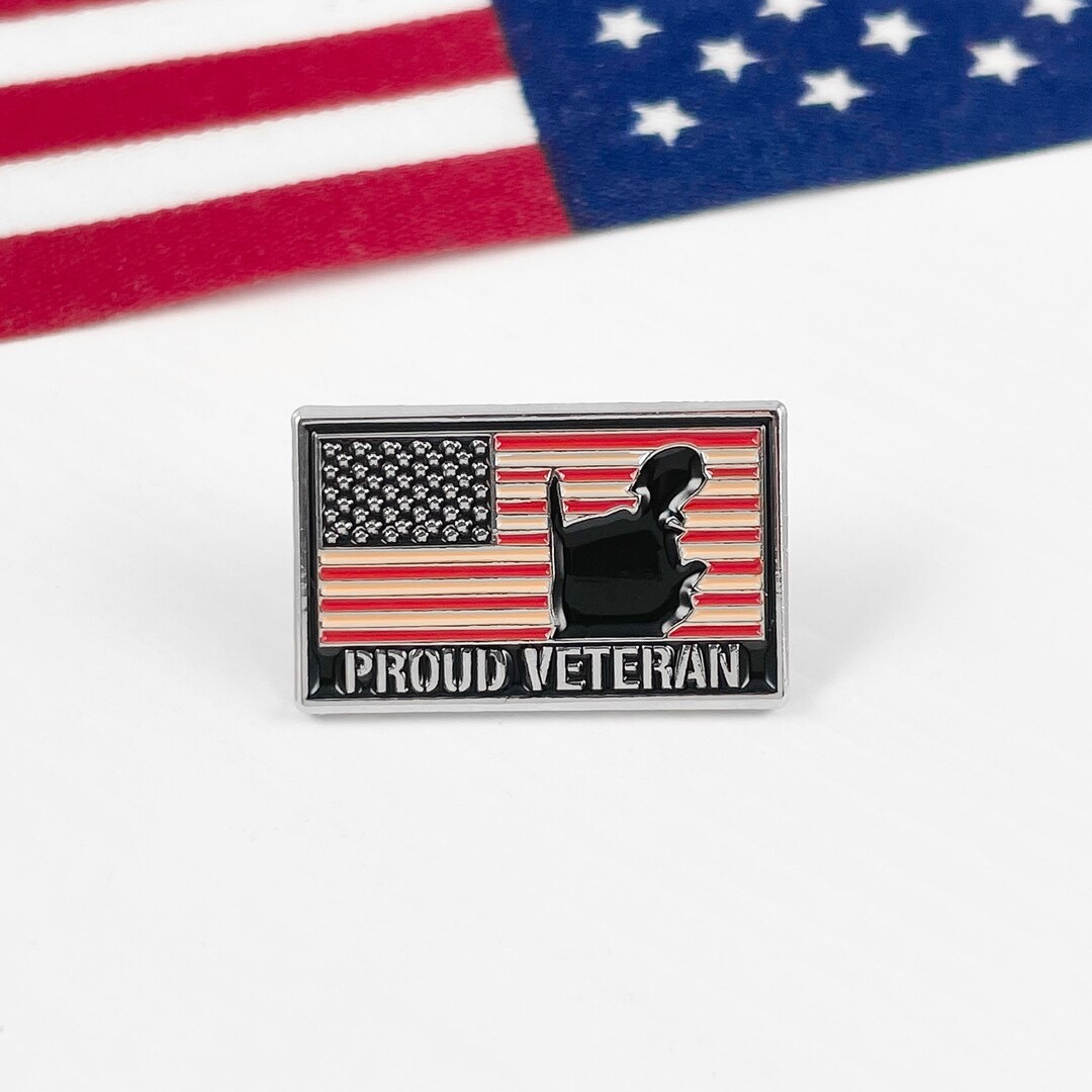 Proud Veteran Silhouete Flag Pin - Etsy