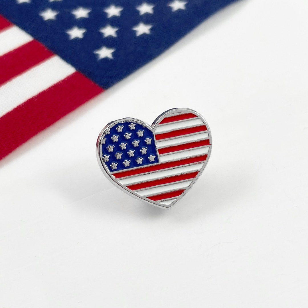 Vintage American Heart Pin - Etsy