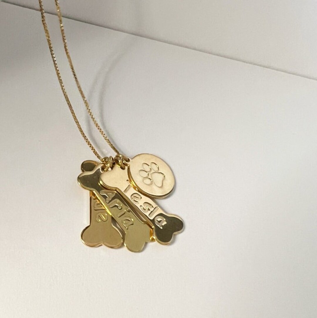 Dog Paw and Bones Paw Necklace Cute Bone Paw Gift for - Etsy