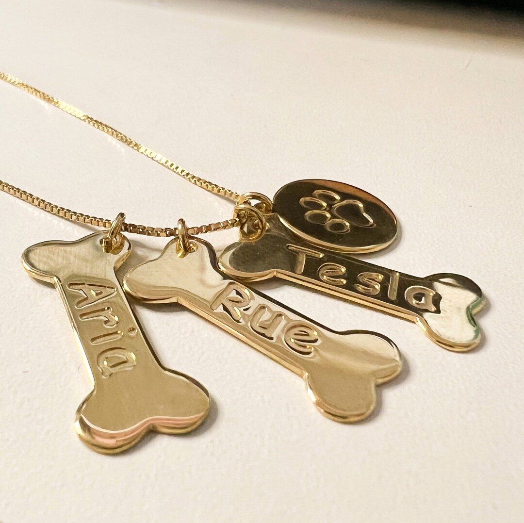 Dog Paw and Bones - Paw Necklace - Cute Bone Paw - Gift for Dog Mom ...