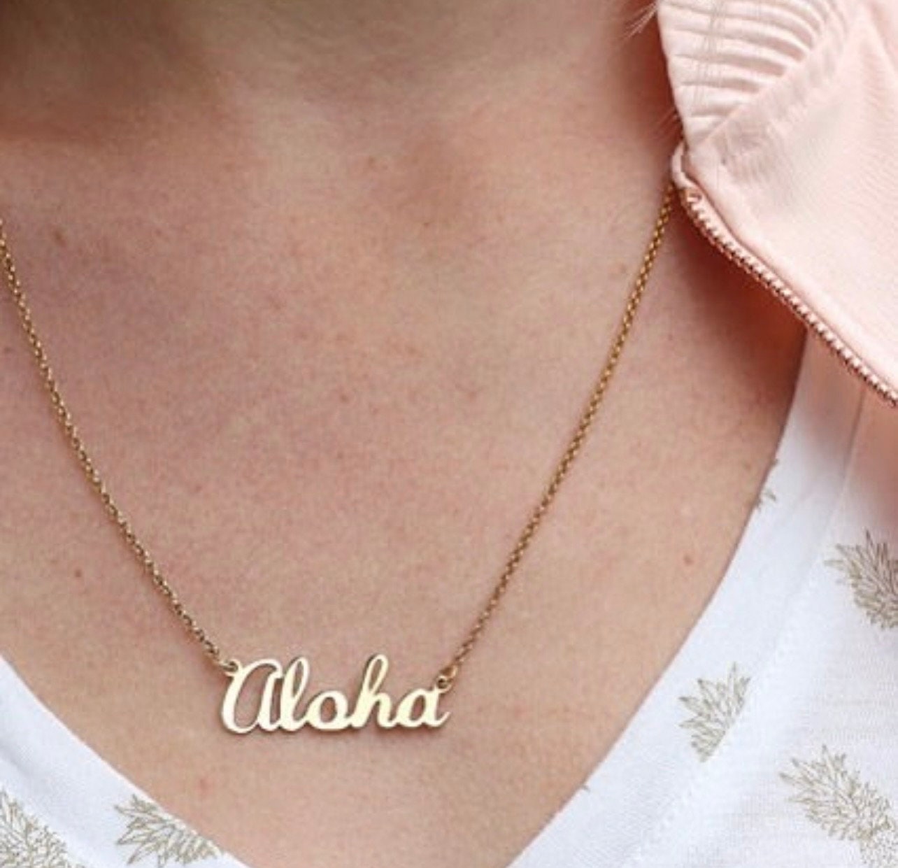 Cursive Curvy Name Necklace Rounded Style Gold Plated - Etsy