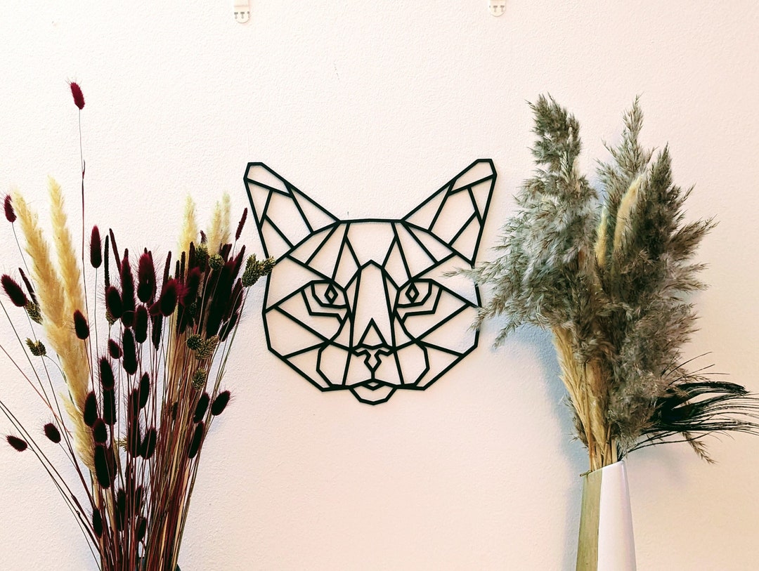 Customizable Geometric Cat Head Wall Decoration - Etsy
