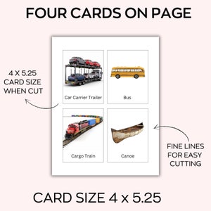 70 Vehicles Flash Cards, Montessori Cards Printable, Nomenclature Cards ...