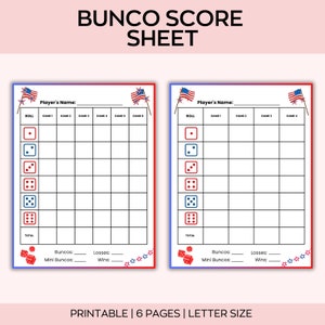 Summer Bunco, Dice Game Bunco Score Sheet, Bunco Scoring Bunco Table ...