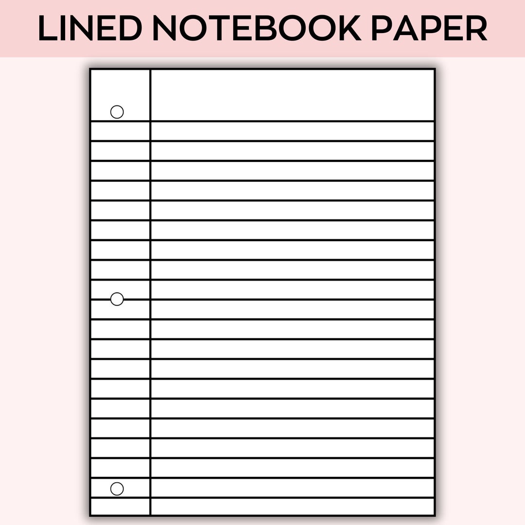Notebook Paper PNG Digital Download, Paper School Notebook, Ruled ...