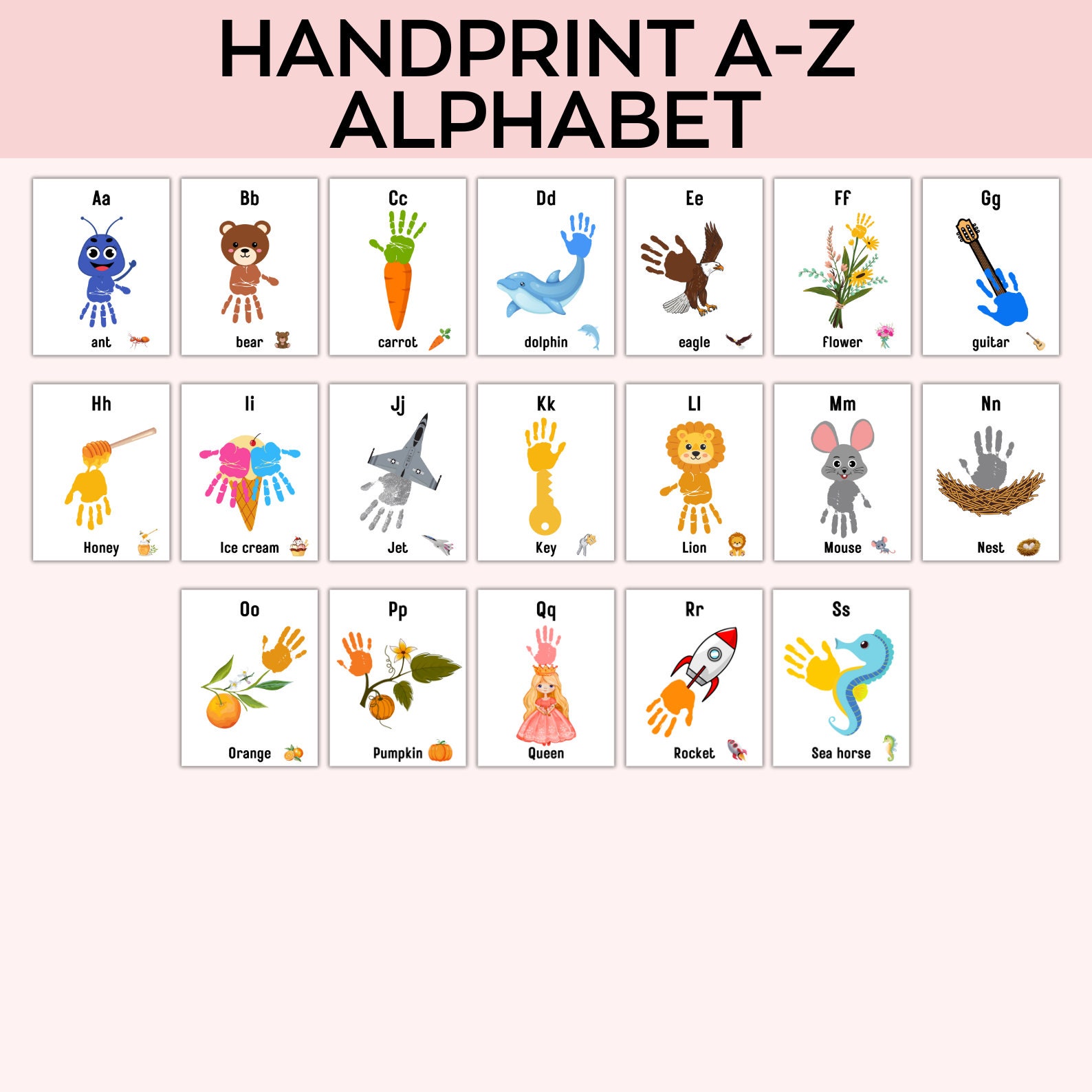 My Handprint Alphabet Book, Alphabet Handprint Art, Baby Toddler Child ...